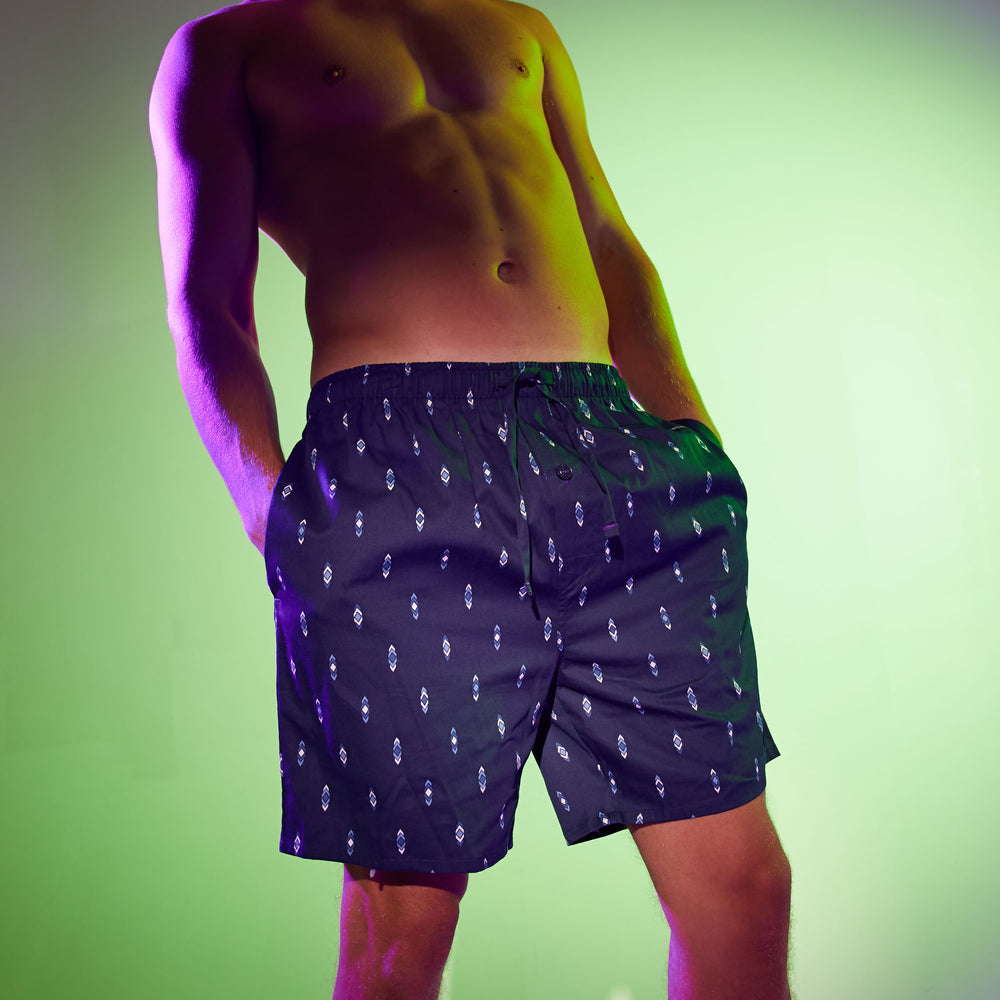 Mitch Dowd Mens Cotton Sleep Shorts | Navy Flint | Shop Online Today.