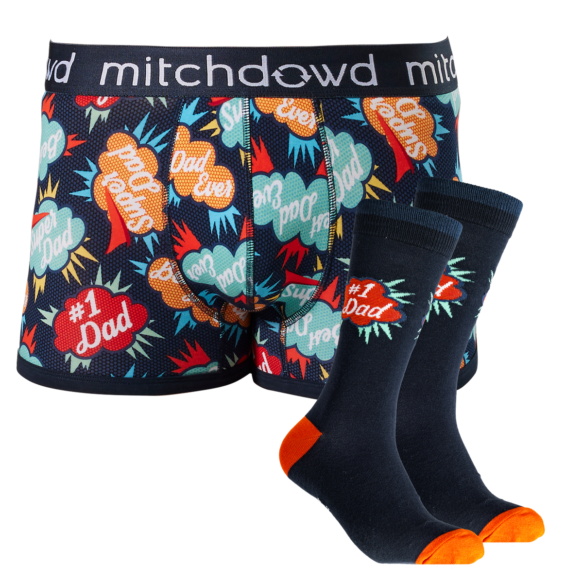 Mitch Dowd Men's #1 Dad Bamboo Mid-Fit Trunk & Sock Fitted Underwear ...