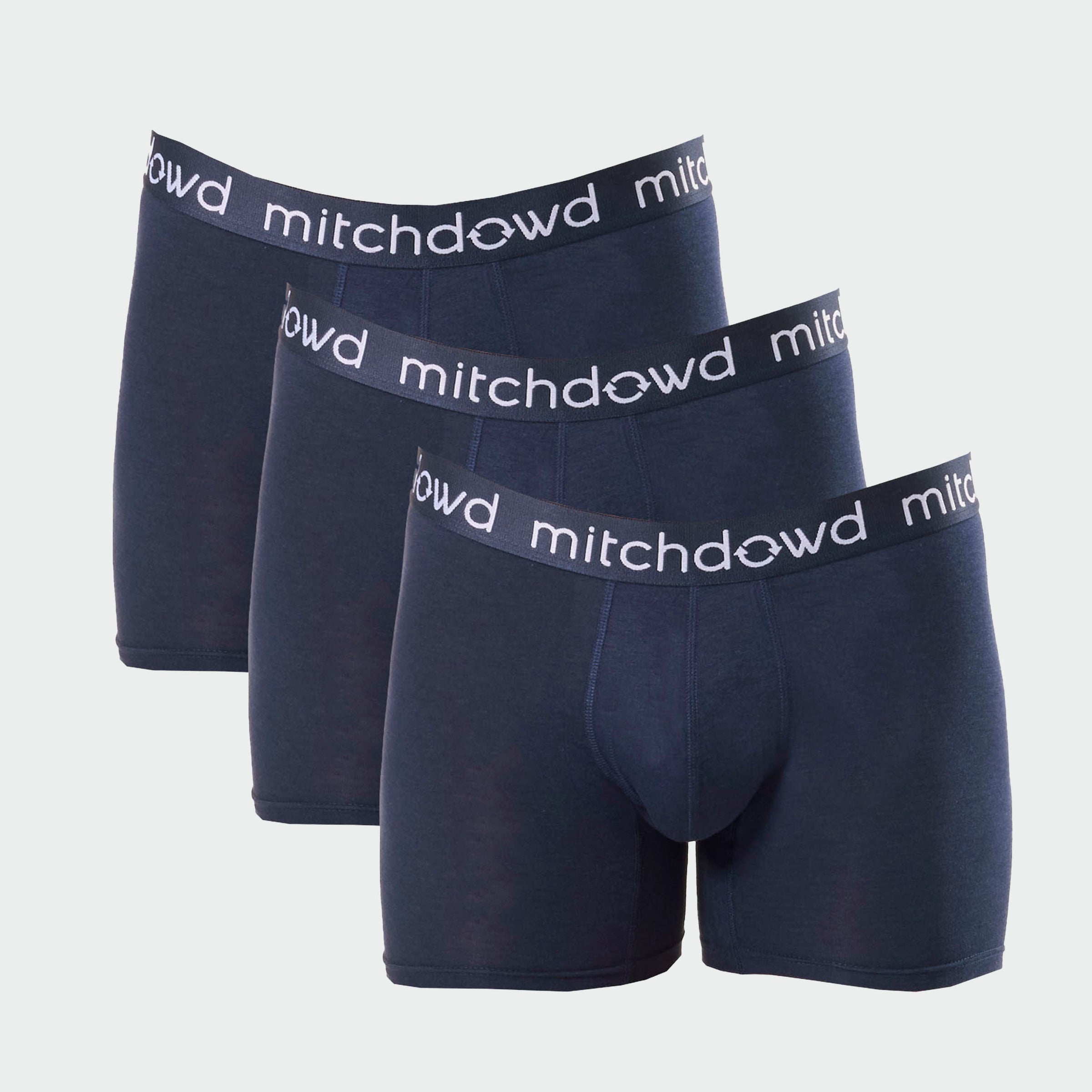 Mens Bamboo Comfort Long Leg Trunk 3 Pack - Navy